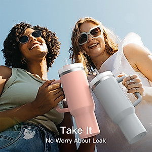 Bailkind 40oz 1180ml Tumbler With Straw and Lid X2, Spill-Proof Double Wall Stainless Steel Vacuum Insulated Cup Travel Flask Mug With Handle for Water, Iced/Hot Tea or Coffee