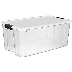 Sterilite 116 Quart and 66 Quart Multipurpose Ultra Storage Tote Box Storage Containers for Home or Office Organization, Clear, 4 Pack and 6 Pack