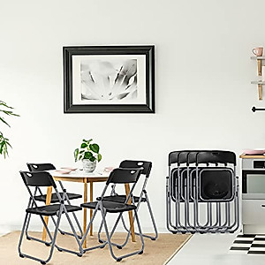 8 Pack Folding Plastic Chairs Pack Steel Folding Dining Chairs Folding Chairs Bulk Fold Up Event Chairs Portable Plastic Chairs with Steel Frame 440lb for Events Office Wedding Indoor Outdoor (Black)