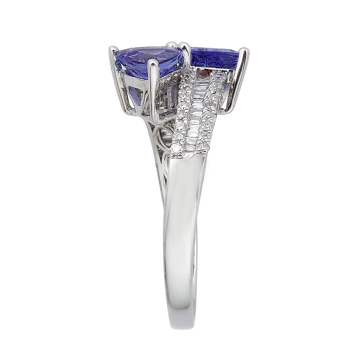 Gin & Grace 10K White Gold Genuine Tanzanite Ring with Diamonds for women | Ethically, authentically & organically sourced (Trillion-cut) shaped Tanzanite hand-crafted jewelry for her