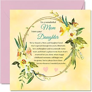 Stuff4 Traditional Birthday Card for Mom from Daughter, Beautiful Classic Floral Bouquet Mothers Day Card Gift for Mother, 5.7 x 5.7 Inch Seasonal Mommy Momma Mam Mammy Flower Gifts Greeting Cards