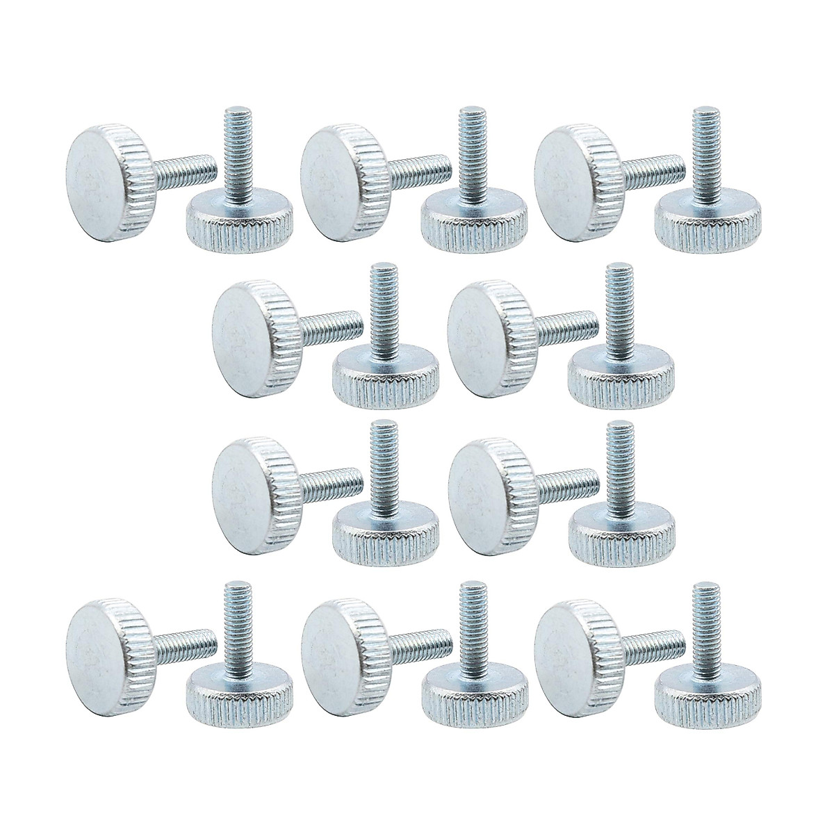 LBY 30pcs Knurled Hand Screw, M3 x 10mm Flat Knurled Head Fully Threaded Thumb Screws(Single Layer Step), Carbon Steel Galvanize