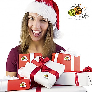 1.5 Inch Knitted with Love Sticker,Thank You Sticker,Small Shop Sticker, Cute Small Business Stickers, Handmade Sticker,Packaging Sticker, 500 PCS（Knitted with Love）