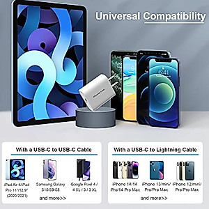 USB C Charger Block, PowerLot [3 Pack] PD 20W USB-C Power Adapter Compact USB-C Fast Wall Charger for iPhone 14,14 Pro,14 Pro Max, iPhone 13 Pro Max, iPad Pro, AirPods Pro, iWatch 8/7/SE