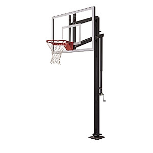 Goalsetter X454 In Ground Adjustable Basketball System with 54-Inch Glass Backboard and Flex Rim