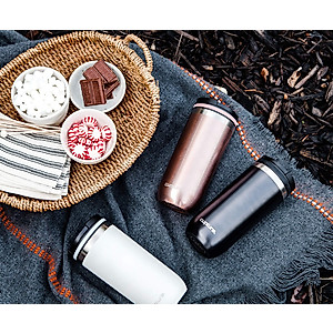 Cupture TWIST-TOP Vacuum-Insulated Stainless Steel Travel Mug, 16 oz, Winter White