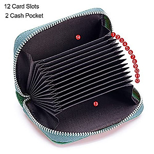 EASTNIGHTS RFID Credit Card Holder Genuine Leather Credit Card Wallet with Zipper (sky blue)