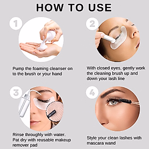 Lash Shampoo for Lash Extensions Kit - Sensitive Eyelash Cleanser for Extensions - Foaming Lash Bath for Natural/Eyelash Extensions - Paraben & Sulfate & Oil Free - Salon and Home Use (60ml 2 Fl Oz)