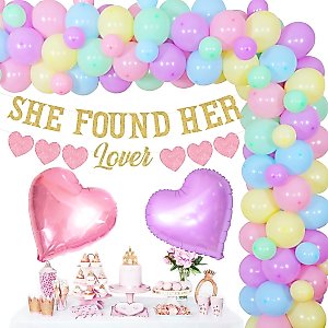 Sursurprise She Found Her Lover Banner Pastel Balloon Garland Kit for Bachelorette Party Decorations Bridal Shower Engagement Wedding Supplies