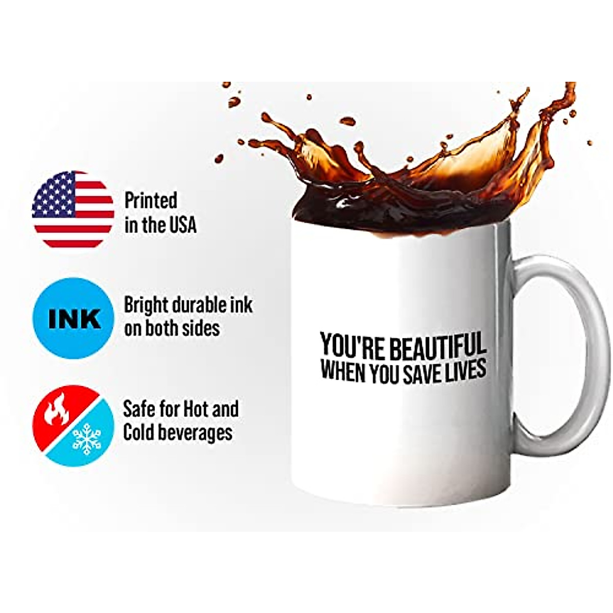 Bubble Hugs Nurse Coffee Mug 11oz White - You're Beautiful - Labor Clinical Certified Nursing Assistant Surgical Emergency Oncology Practitioner