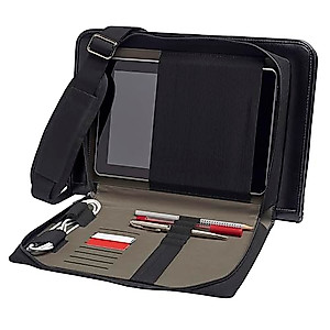 Broonel Black Leather Laptop Messenger Case - Compatible with Dynabook Portégé X40L-K 14" Laptop