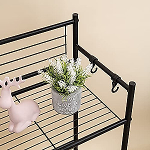 L&H UNICO 3-Shelf Tier Standing Unit Storage Wire Shelving Multipurpose Rack Organizer with 4-Hooks for Bathroom Laundry Kitchen Office, Black