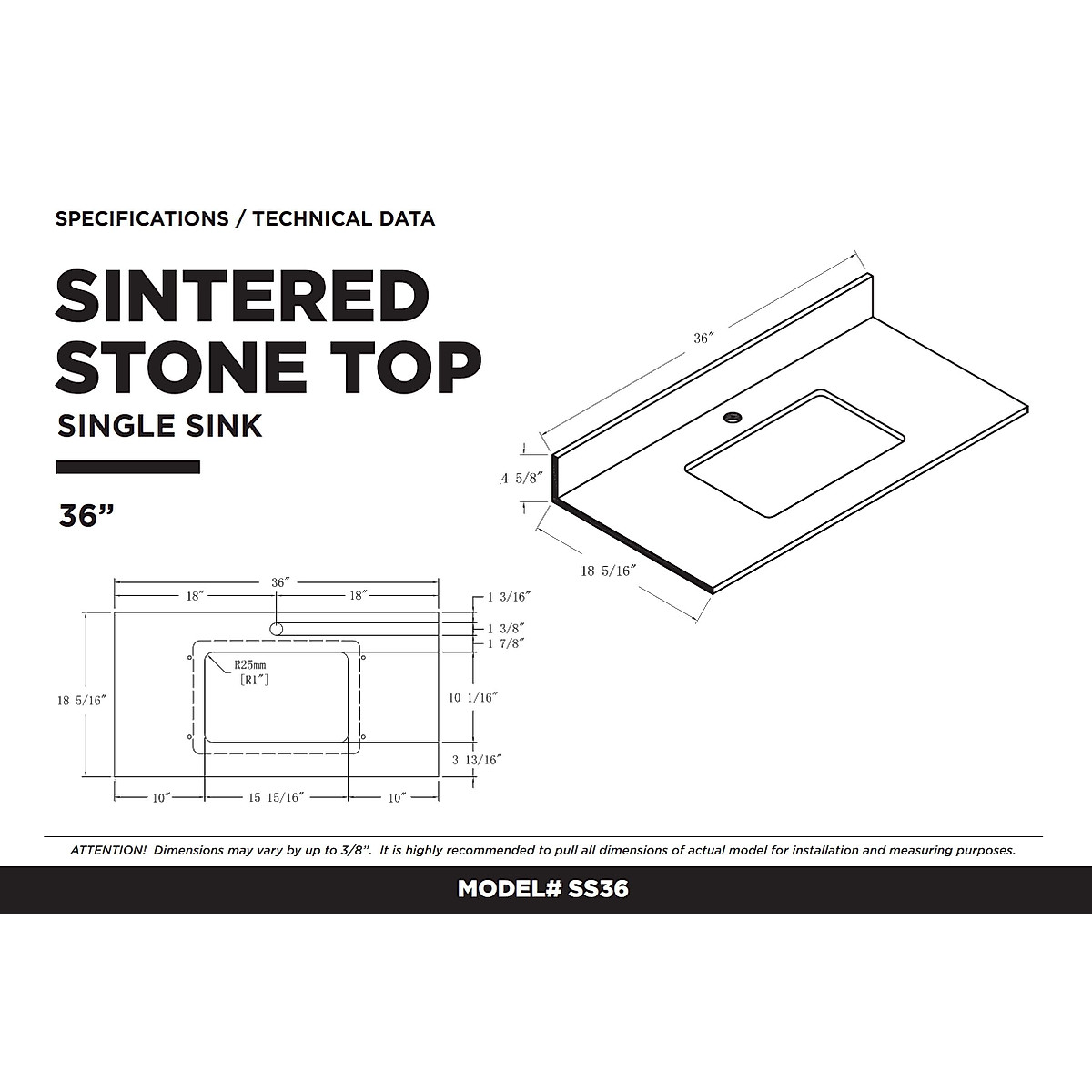 Fine Fixtures Opulence Collection 36 in. W x 18 in. D x 33 in. H Bathroom Vanity in Mint Green with White Carrara Sintered Stone Sink - Chrome Hardware