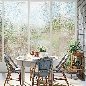Coavas Frosted Window Privacy Film: Crystal Glass Film, No Glue Static Film, Anti UV Window Clings, One Way Vision Blocking for Home Office(17.7x78.7 inches)