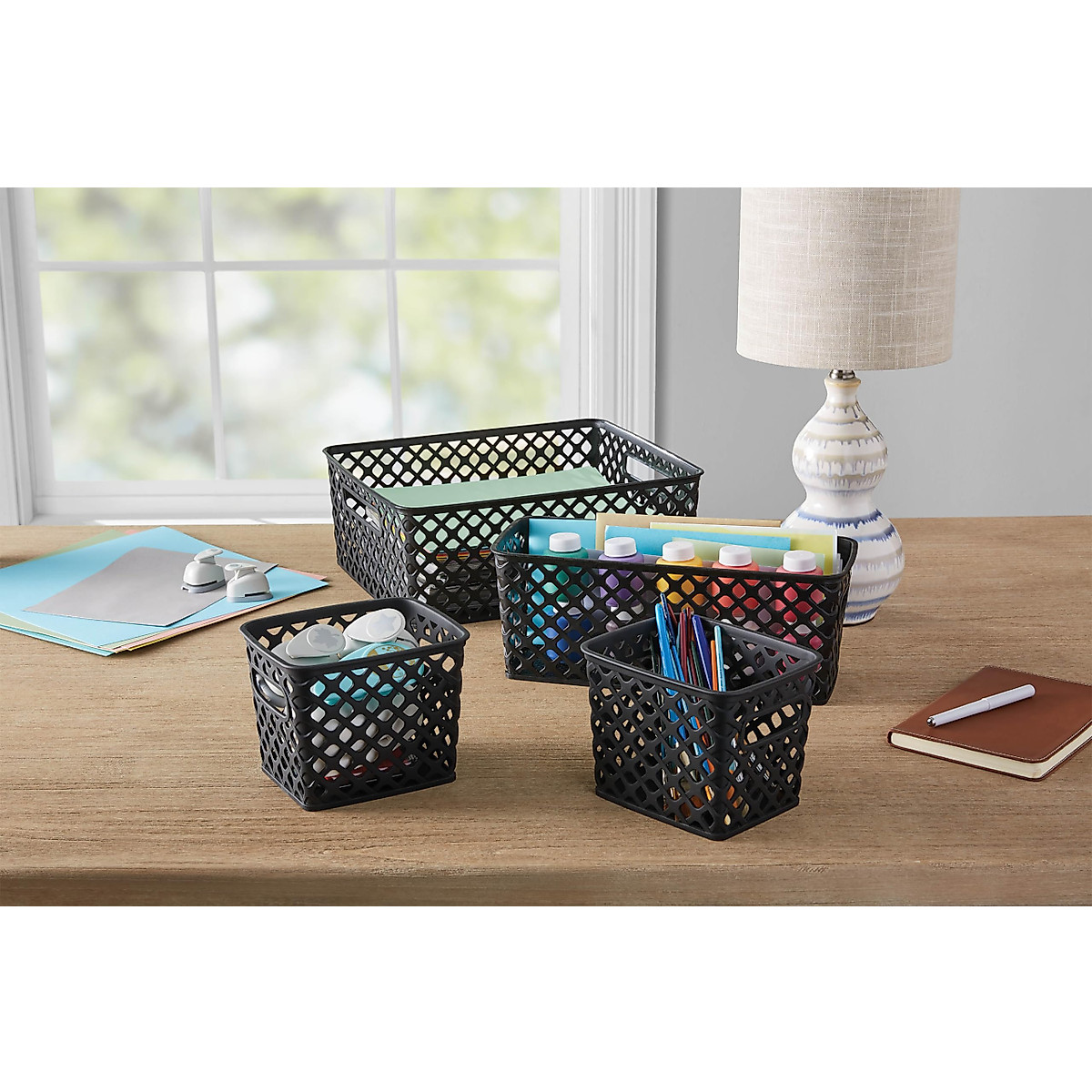 LYLSTE 4-piece decorative storage basket set (Black), YST-012