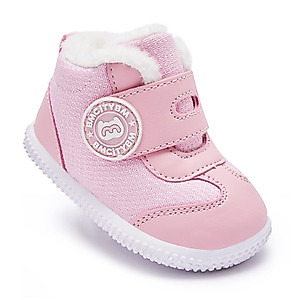 BMCiTYBM Baby Boy Girl Boots Winter Warm Snow Boots Lightweight Walking Shoes Infant First Walkers 6 9 12 18 24 Months Pink 12-18 Months