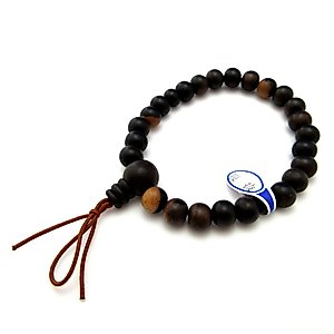 京都あさひ屋 Black Persimmon Wood Bracelet Japanese Kaki Juzu Rosary Prayer Beads Jewel Handmade Kyoto Meditation Chakra Mala Beads (8.0mm)