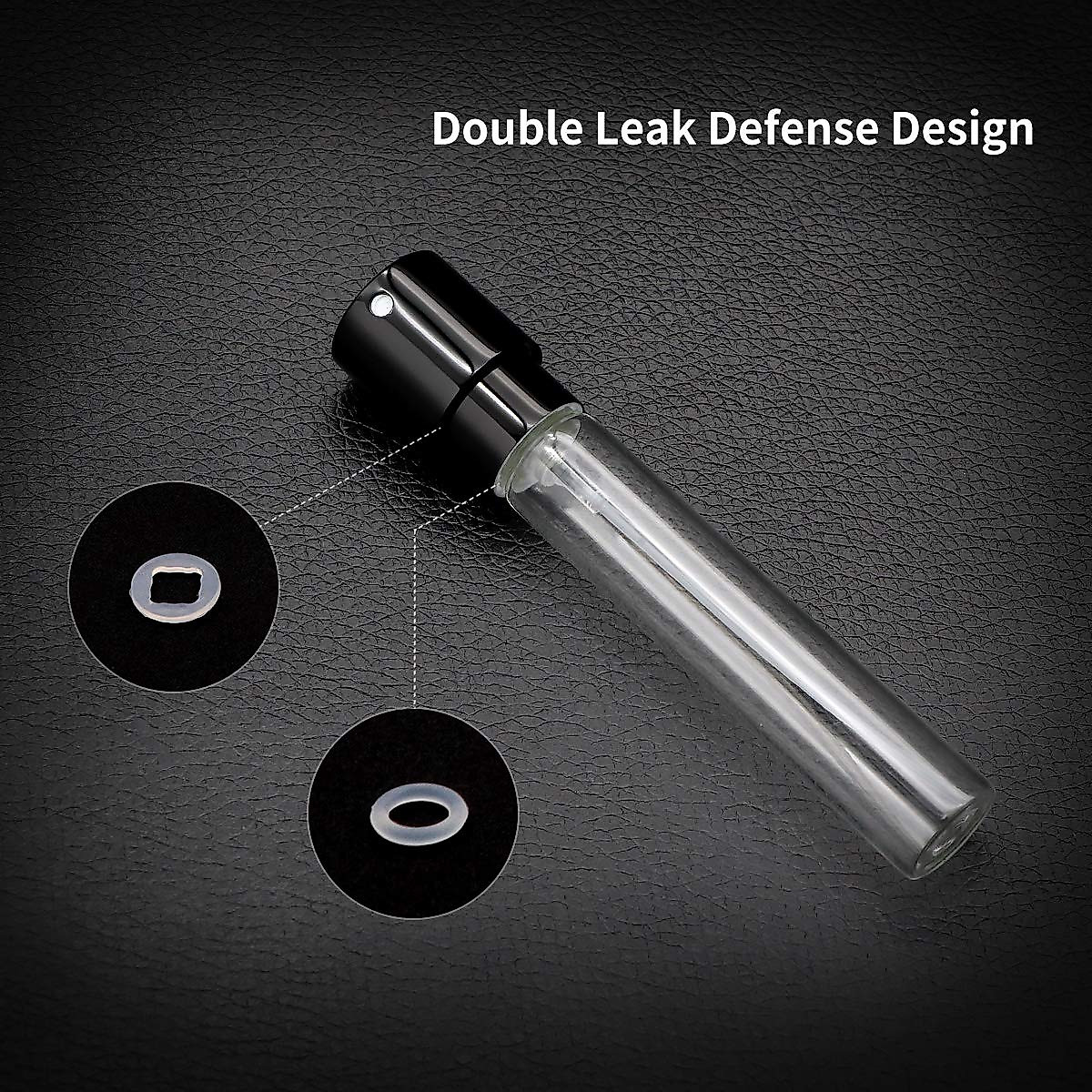 10ml Portable Refillable Perfume Empty Spray Bottle Upgraded Perfume Atomizer with Funnel Filler and Refill Pump for Outdoor Traveling (Black)