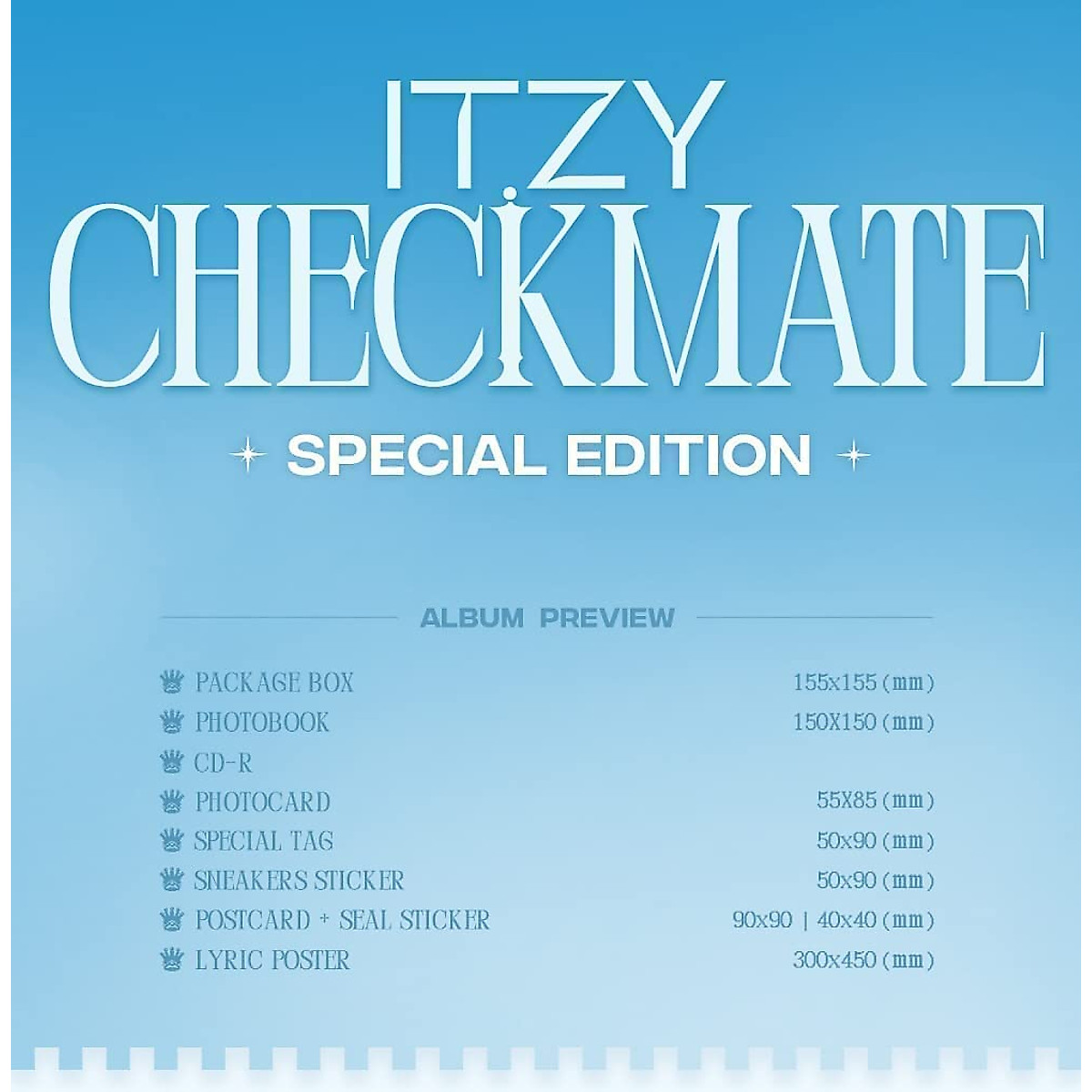 DREAMUS ITZY CHECKMATE SPECIAL EDITION CD+Lyric Poster On Pack+Photobook+Photocard+Special Tag+Sticker+Postcard+Tracking Sealed (B Version)