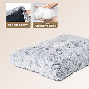 EHEYCIGA Fluffy Dog Crate Bed, Plush Faux Fur Pad, Calming Anti-Anxiety Small Dog Bed