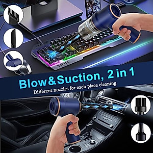 KMM Handheld Car Vacuum Cleaner, 9000Pa Vacuum Cleaner and Air Duster, 120W High Power Wet and Dry Handheld Car Vacuum Cleaner with LED light and Multi-Nozzles for Car, Home, Office, Pet