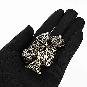 LANSAI Metal DND Hollow Polyhedral Beholder Dice Set D&D Suitable for Dungeons and Dragons Role Playing Games(Bronze)