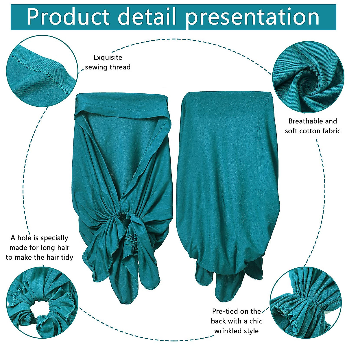 6 Pieces Head Scarf for Women Slip on Pretied Head Scarves Cancer Headwear Turban Hat Beanie Wrap (Mix Color)