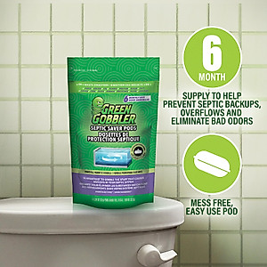 Green Gobbler SEPTIC SAVER Treatment Pods with Bacteria For Healthy Septic System, 6 Month Supply, 1.30 oz (Package May Vary)