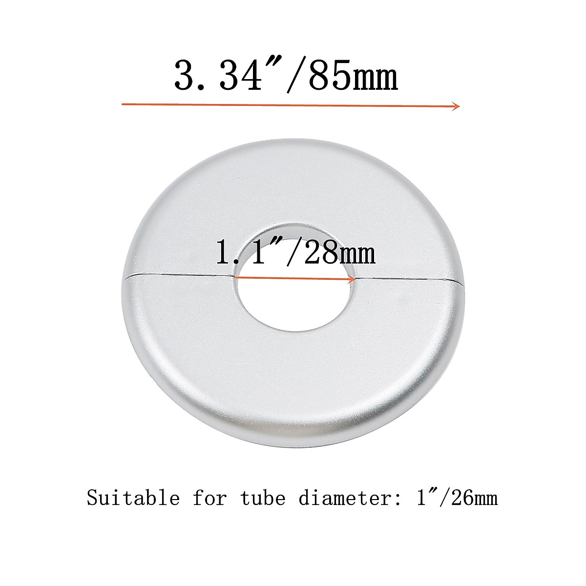 Tsnamay 4 Pcs Wall Split Flange, ABS Round Self-Adhesive Escutcheon Plate Buckles Design for 1"/26mm,Silver