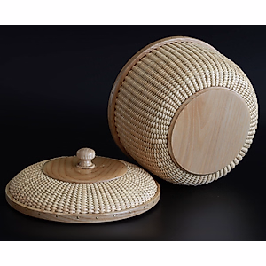 Nantucket Basket Wisteria Woven Natural Material Basket with Lid Storage Basket Round Shape