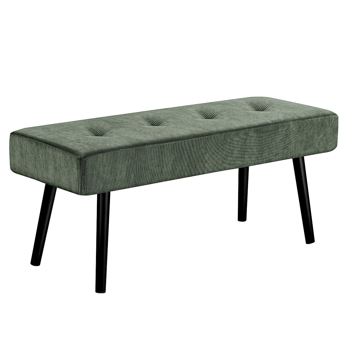 Comfy to go Entryway Bench - Green Bench for Bedroom, Modern Ottoman End of Bed, Corduroy Padded Benches for Living Room, Foyer, Mudroom, Hallway - 39" L x 14" W x 17" H