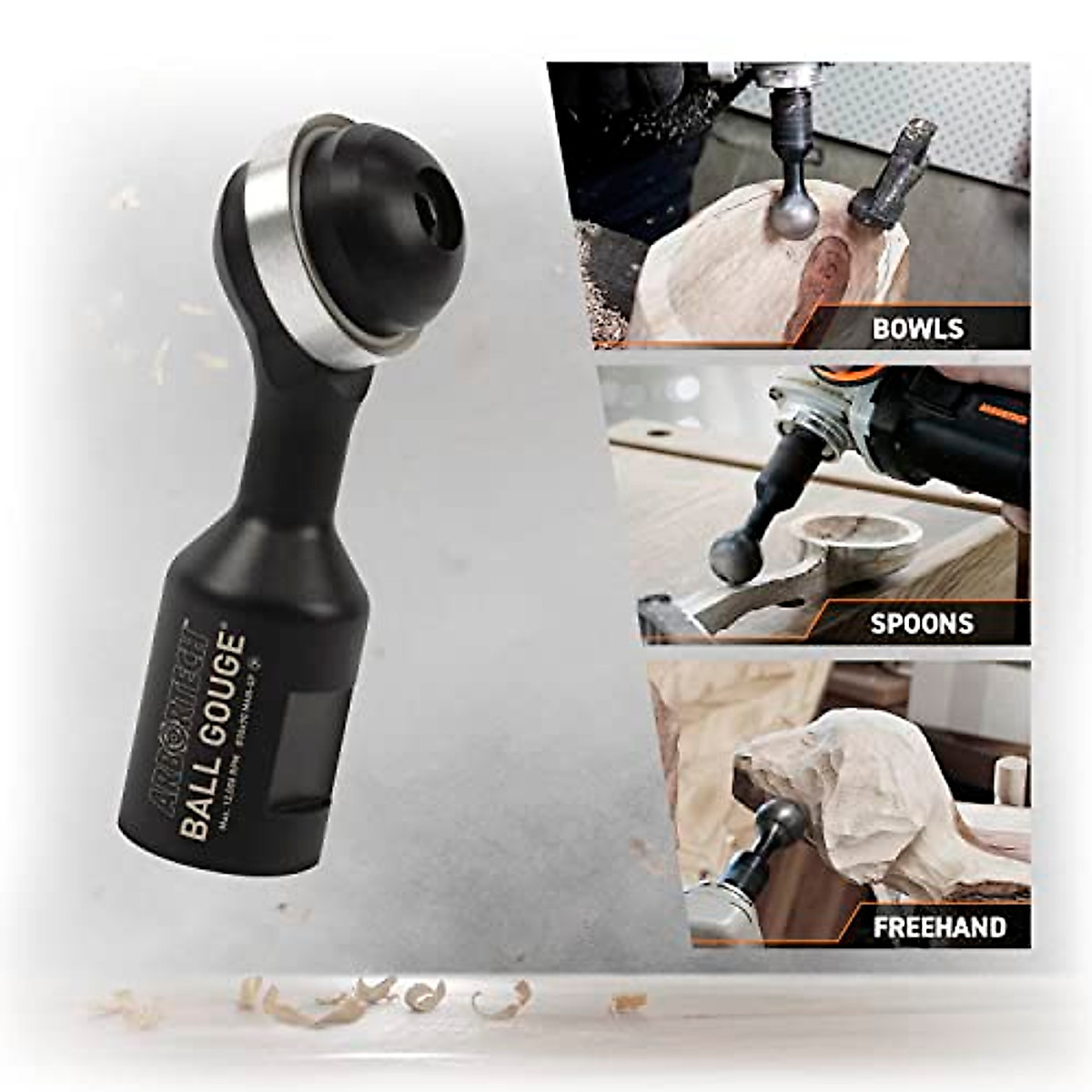 ARBORTECH Ball Gouge | Ø 30 mm Spherical Shaped Wood Gouge Power Carving Attachment for Angle Grinder | BAL.FG.2000