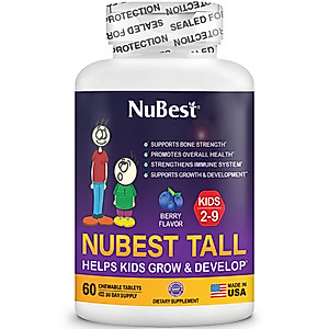 NuBest Tall Kids - Toddlers Vitamins & Kids Vitamins for Age 2 to 9 - Bone Strength & Immunity Support - Helps Kids, Toddlers Healthy - Animal Shapes - 60 Chewable Berry Tablets | 1 Month Supply