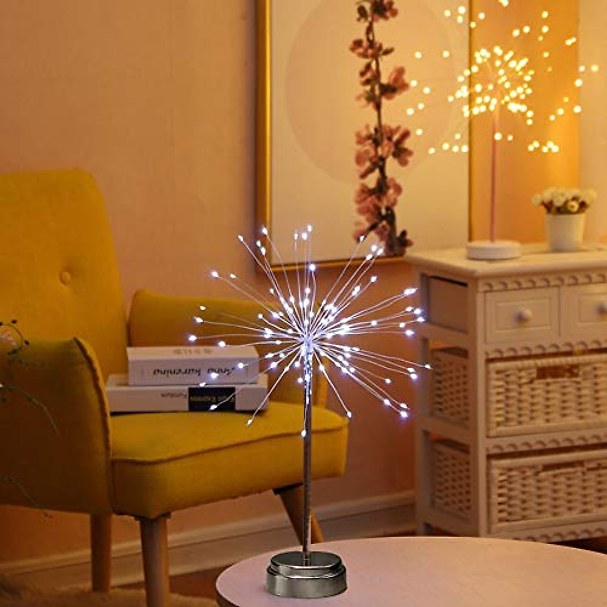 Valentine's Day Carnival xianshi Fireworks Lights, LED Light, Flexible Energy Saving Warm White for Wedding Decoration Courtyard Corporate Parties Garden Home(White Light)