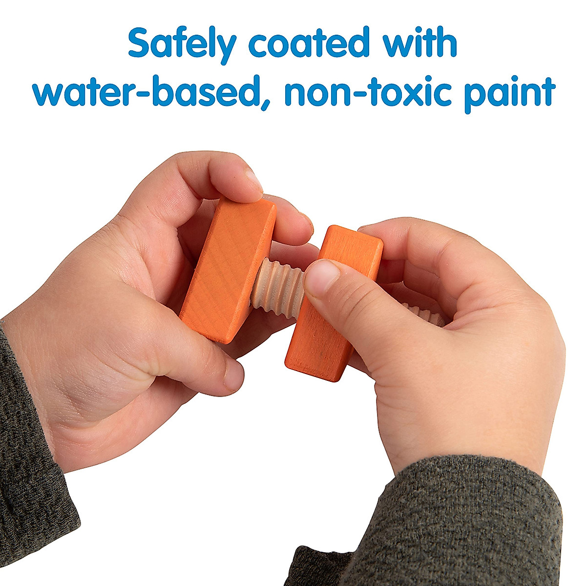 TickiT Rainbow Wooden Nuts & Bolts - Set of 21 - 7 Shapes and Colors - For Ages 18m+ - Loose Parts Wooden Toys for Toddlers and Preschoolers