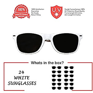 TheGag White Sunglasses Bulk- (Pack of 24) Wedding Bridal Party Favors Pack Universal Sizing Women-Men-Kids Exactly What You Are Looking For