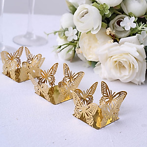 TABLECLOTHSFACTORY 50 Pack | 4" Mini Metallic Gold Butterfly Truffle Cup Dessert Liners, Square Cupcake Tray Wrappers - 225GSM