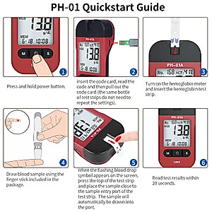 URIT Hemoglobin Test Meter with 25 Hemoglobin Test Strips, Accurate and Fast, Easy for Home Use