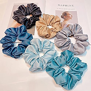 6 Pieces Satin Silk Scrunchies for hair, Big Hair Scrunchies Satin Hair Ties Ponytail Holder No Hurt Your Hair