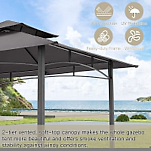 AECOJOY 8' x 5' Grill Gazebo, Grill Canopy for Outdoor Grill, 2- Tier BBQ Gazebo Shelter for Patio, Backyard and More (Dark Grey)