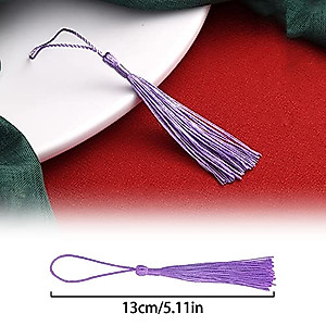 EKIND Silky Floss Tassels, 5-Inch Handmade Soft Craft Mini Tassels for Jewelry Making, Souvenirs, Bookmarks, DIY Crafts (25PCS, Purple)