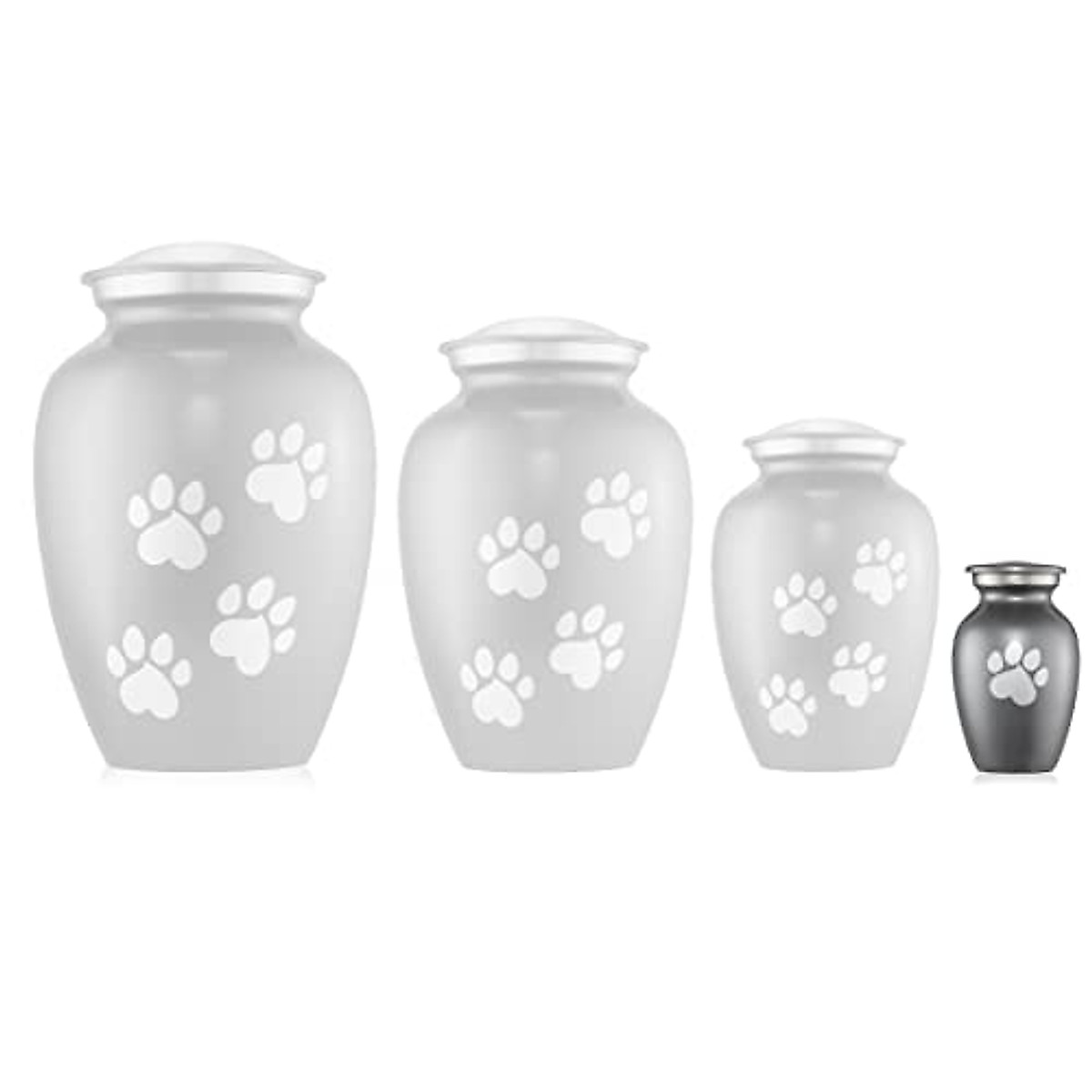 Reminded Pet Cremation Urns for Dog and Cat Ashes, Memorial Paw Print Urn - Extra Small Keepsake Gray