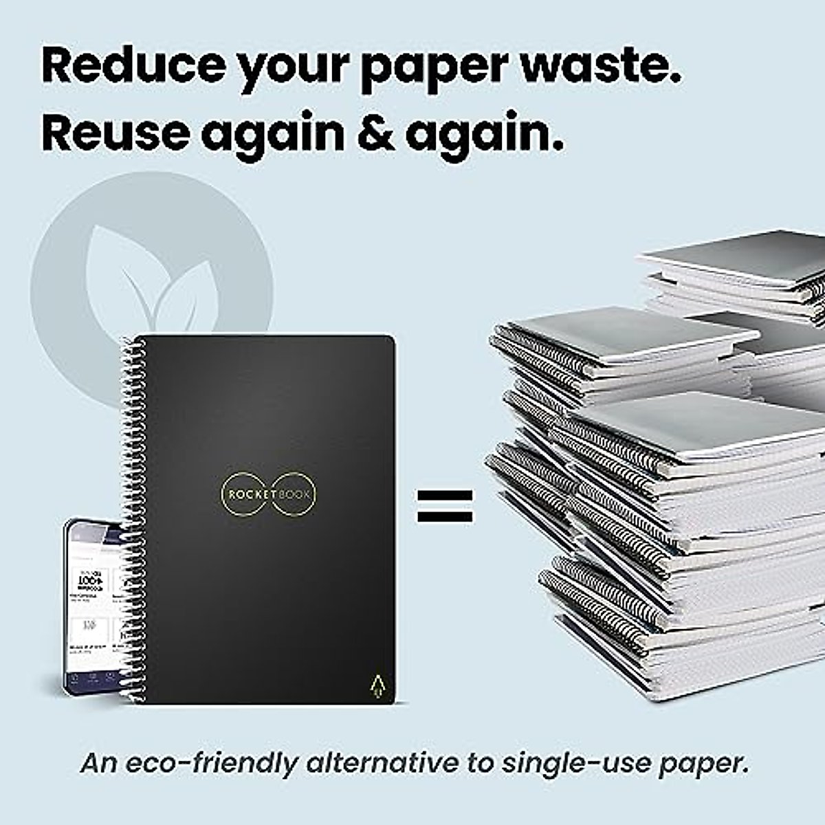 Rocketbook Core Reusable Smart Notebook | Innovative, Eco-Friendly, Digitally Connected Notebook with Cloud Sharing Capabilities | Lined, 8.5" x 11", 36 Pg, Neptune Teal, with Pen, Cloth, and App Included (Pack of 32)