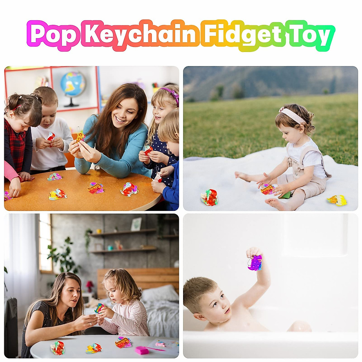 Dinosaur Toys Pop Fidget Toys Its Birthday Party Favors for Kids Toys 20 PCS Mini Pop Keychain It Sensory Fidget Toy Packs Goodie Bag Stuffers Fidgets for Classroom Prizes Christmas Stocking Stuffers