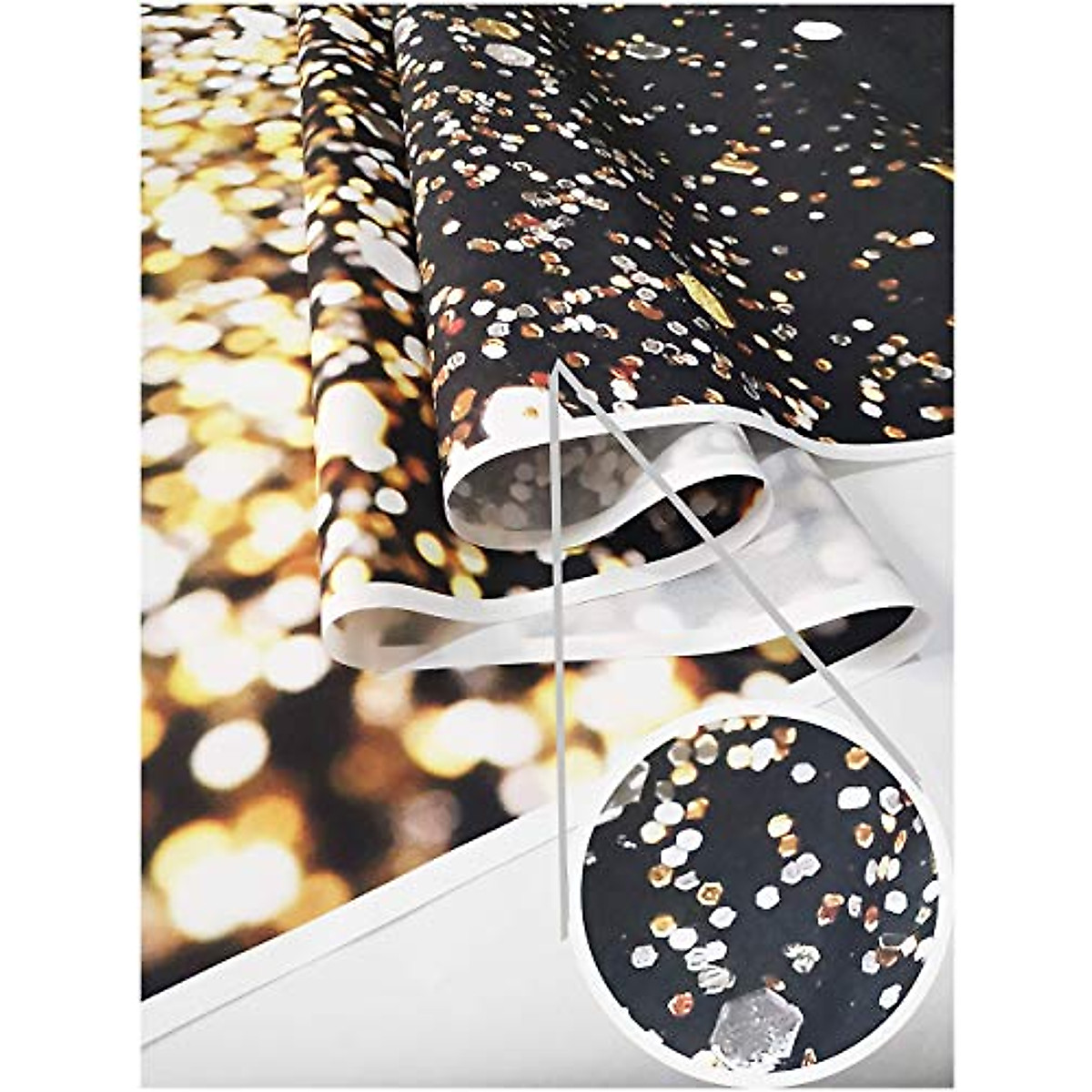 WOLADA 5x7FT Gold Backdrop Glitter Backdrop Gold Spots Bokeh Backdrop Black and Gold Backdrop Wedding Backdrop Gold Backdrop for Parties Vinyl Photography Backdrop 11412