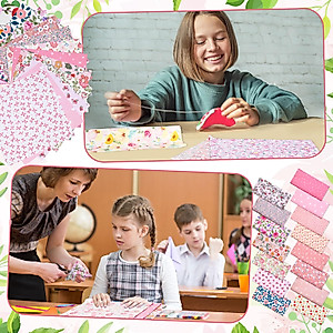 Tatuo 30 Pcs 10" Pink Theme Quilting Cotton Fabric Squares Floral Precut Fabric Square Sheets for Sewing Scrapbooking DIY Craft Patchwork