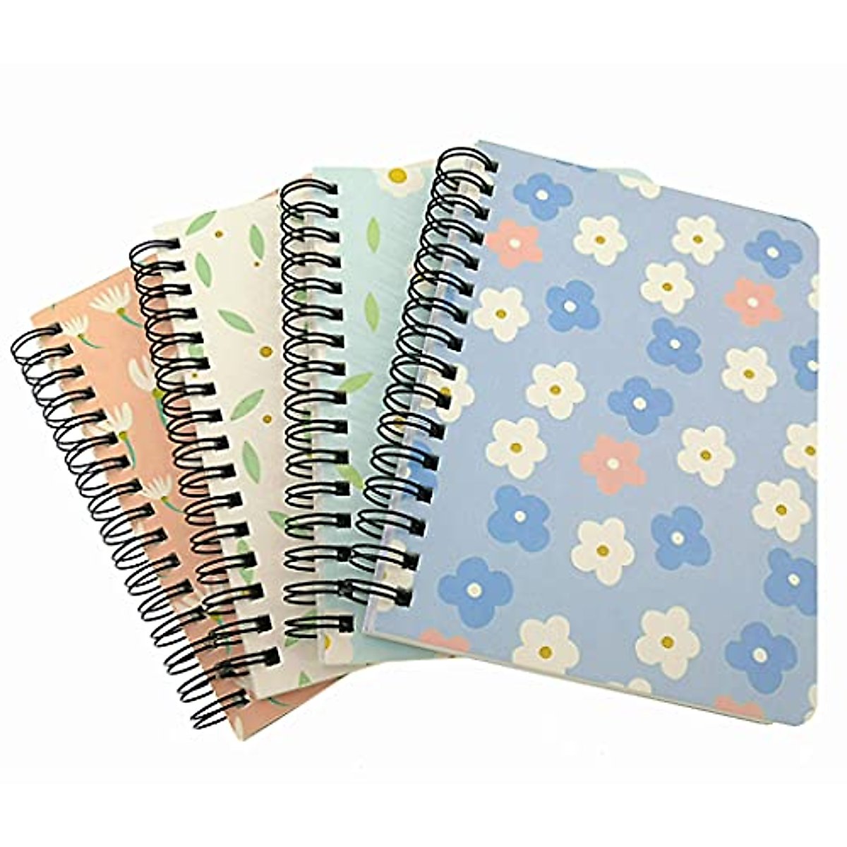 4 Pack A6 Spiral Notebook Journal,Wirebound Ruled Sketch Book Notepad Diary Memo Planner,A6 Size(5.7X4.1") & 80 Sheets (Flower B)