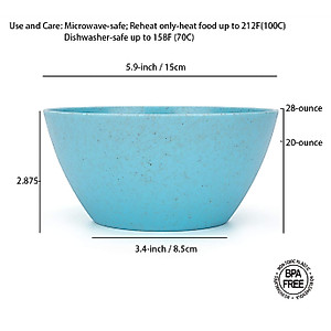 Yalin Wheat Straw Lightweight PP Bowls,28 OZ Unbreakable Cereal Bowls,for Rice and Soup,Dishwasher and Microwave Safe(Multi Color) (Set of 8)