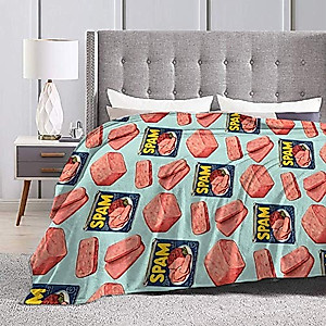 Zblin Spam Pattern Blue Throw Boutique Blankets Soft Comfortable Plush Microfiber Flannel Blanket 50"X40"Inch