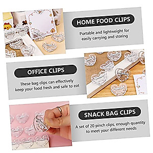 Tofficu 60 Pcs Transparent Love Clip Food Storage Sealing Clips Frog Chip Clips Magnets Sealing Clips Chip Bag Clamps Food Bag Clips Hinge Paper Clips Mini Chips Plastic Girl Wallet Heavy